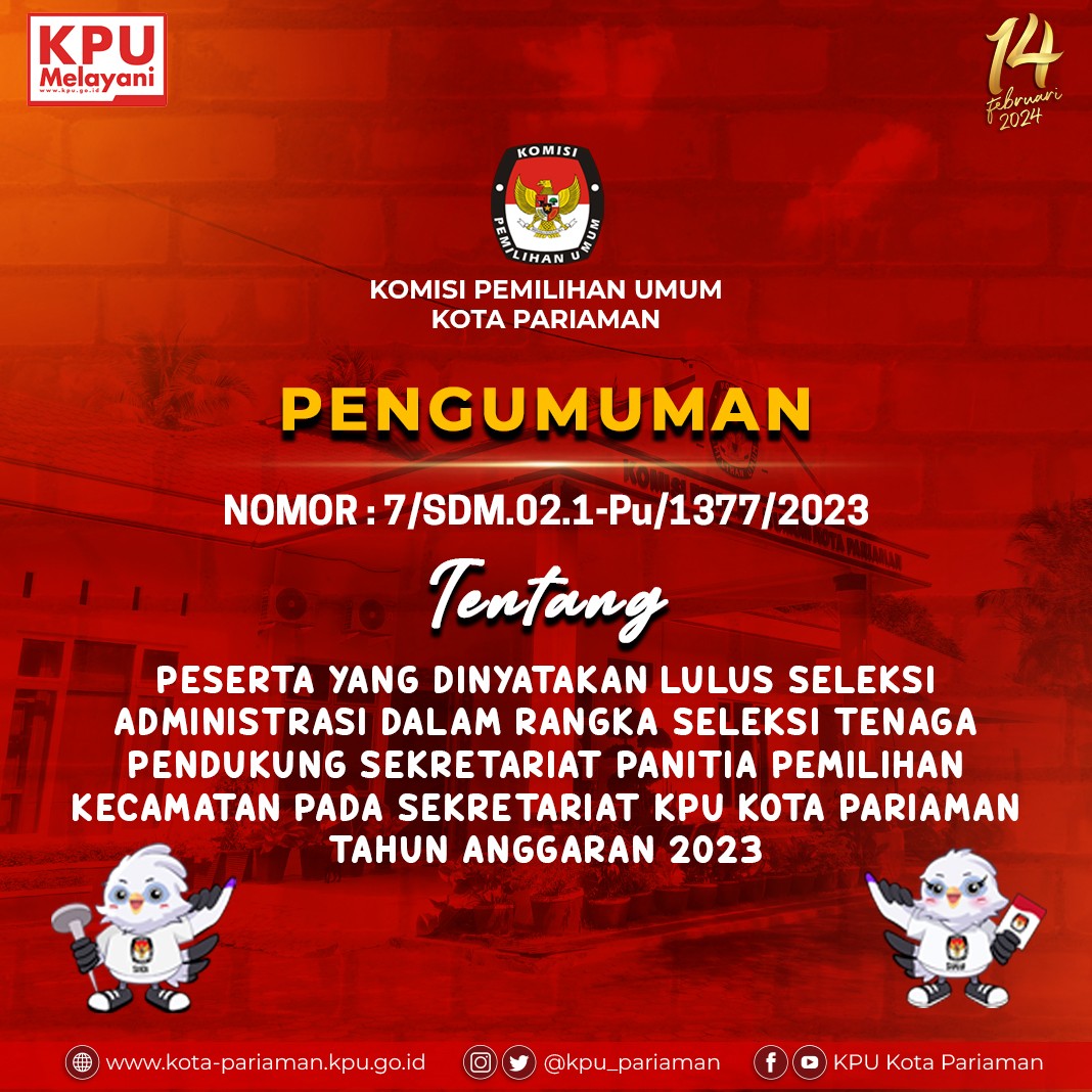 KPU KOTA-PARIAMAN - PESERTA YANG DINYATAKAN LULUS SELEKSI ADMINISTRASI ...